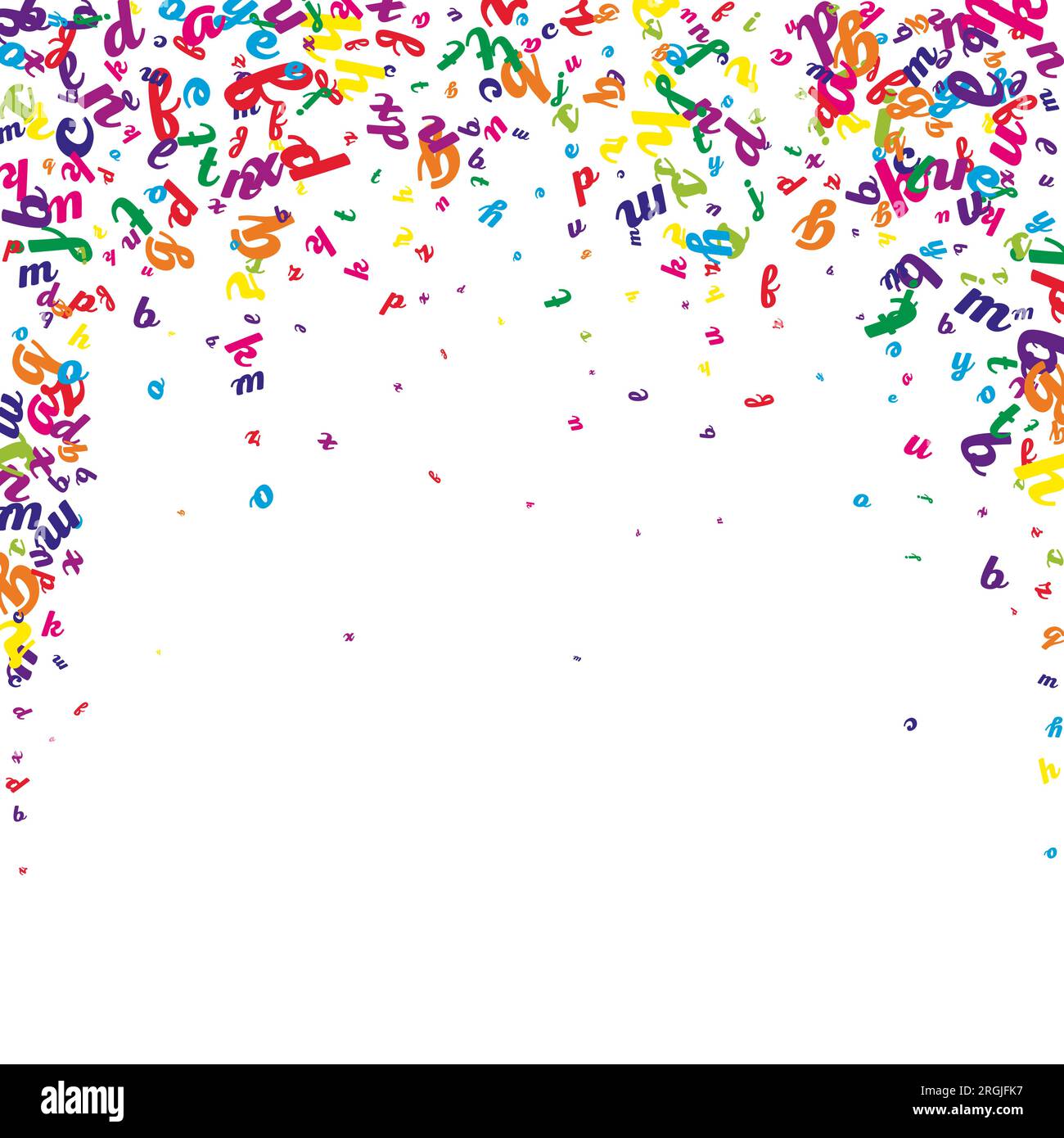 Scattered letters of latin alphabet. Colorful childish floating ...