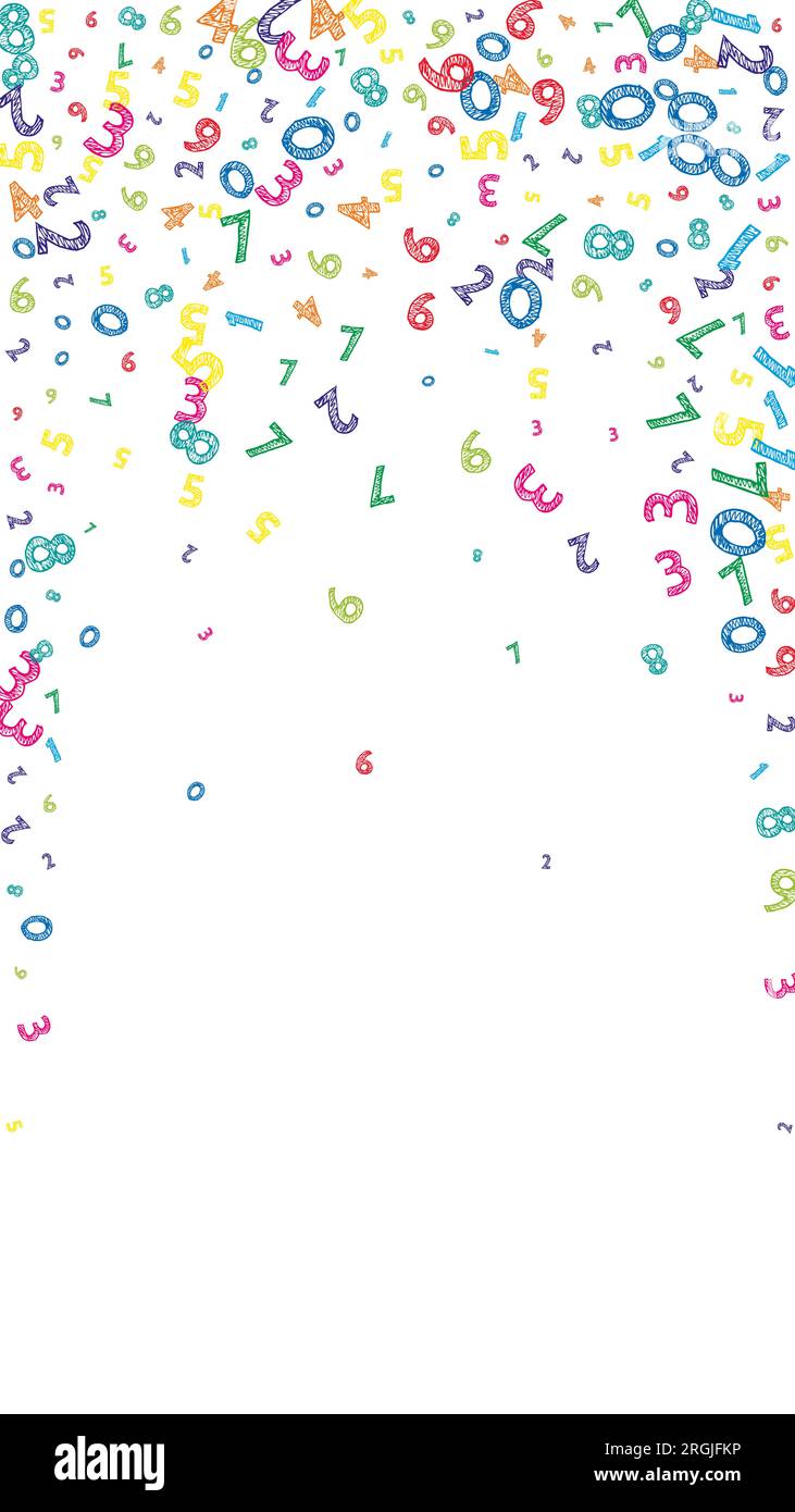 Falling colorful messy numbers. Math study concept with flying digits ...