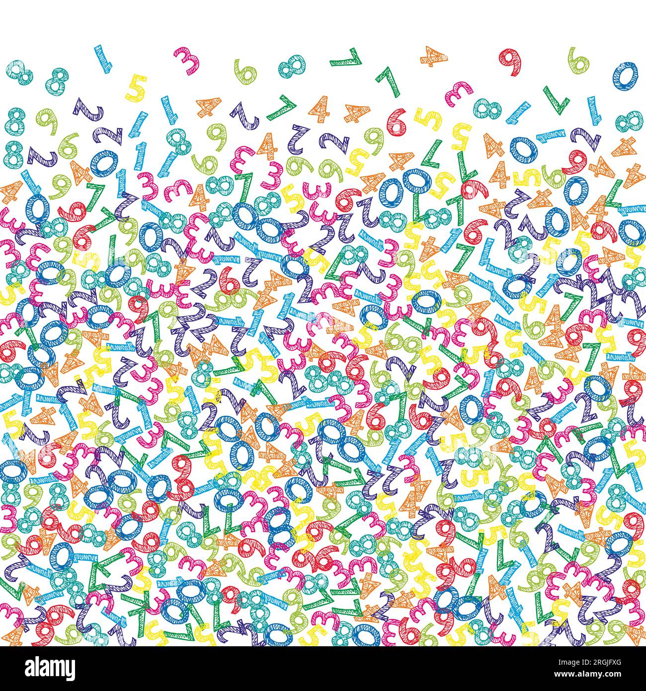 Falling colorful sketch numbers. Math study concept with flying digits ...