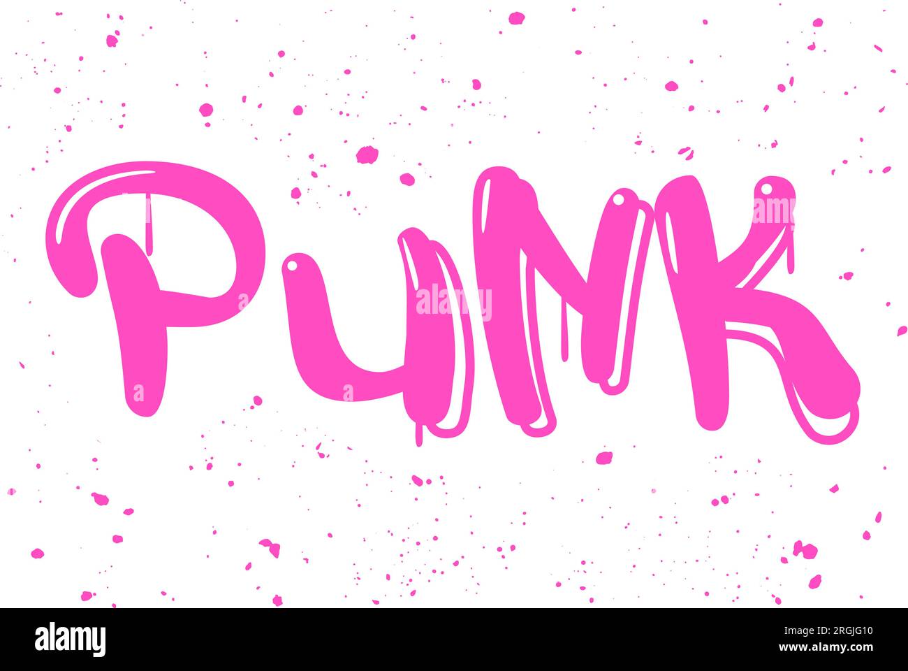 Pink punk word graffiti grunge lettering. Ink spray doodle girly ...