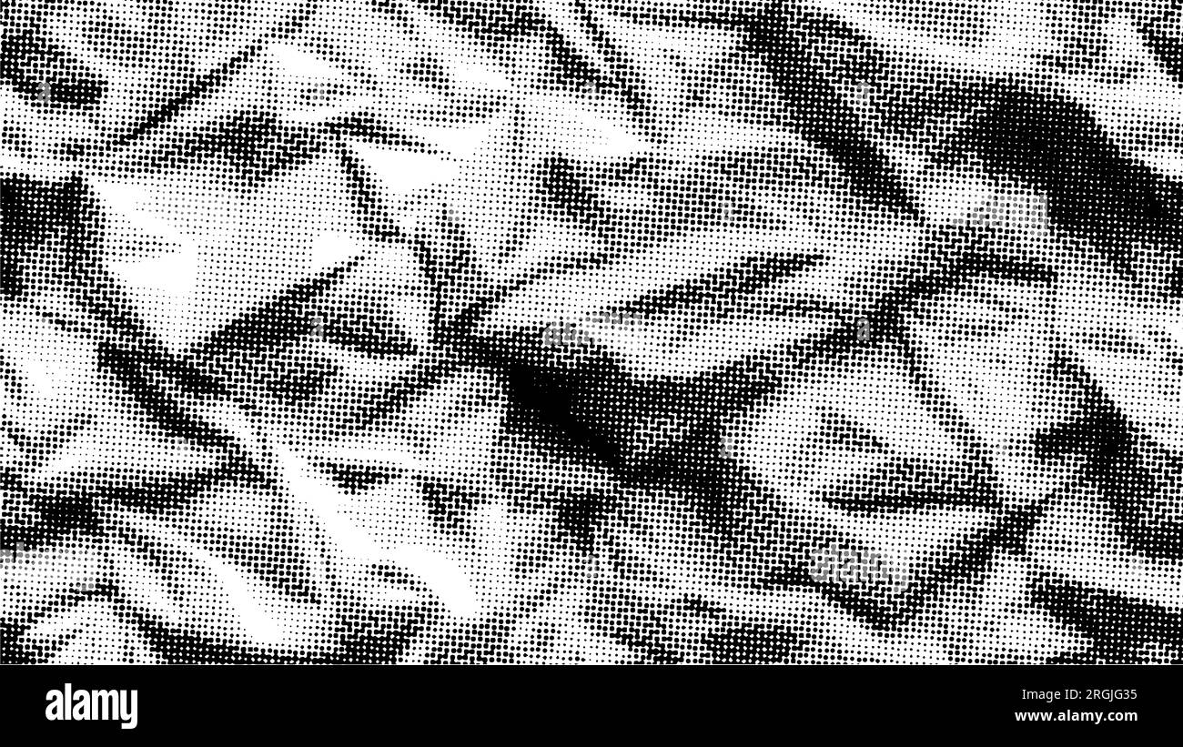Vector halftone texture with crumpled paper. Abstract black dots ...