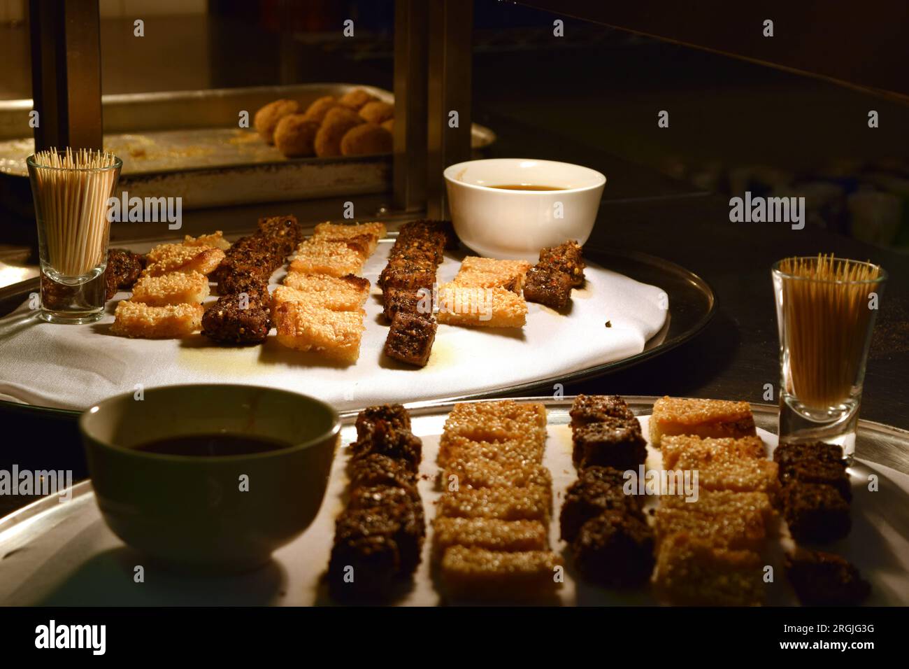 Appetizer trays being prepped for service Stock Photo - Alamy