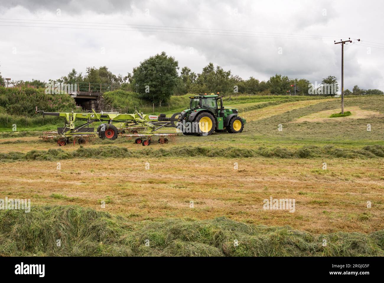 Tractor rowing up during silage making at Little Newton Long Preston ...