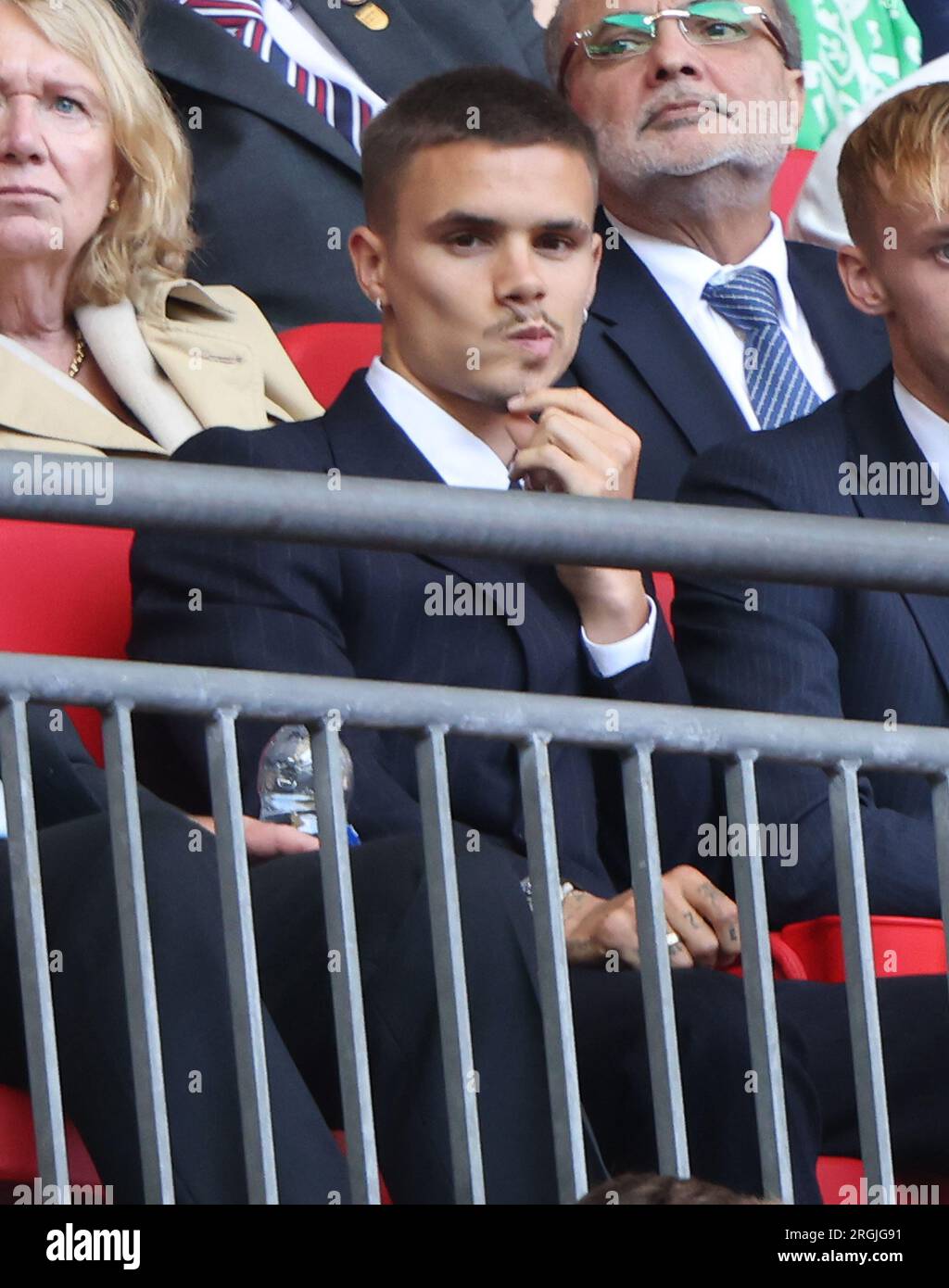 Romeo Beckham in the crowd at the FA Community Shield Arsenal v ...
