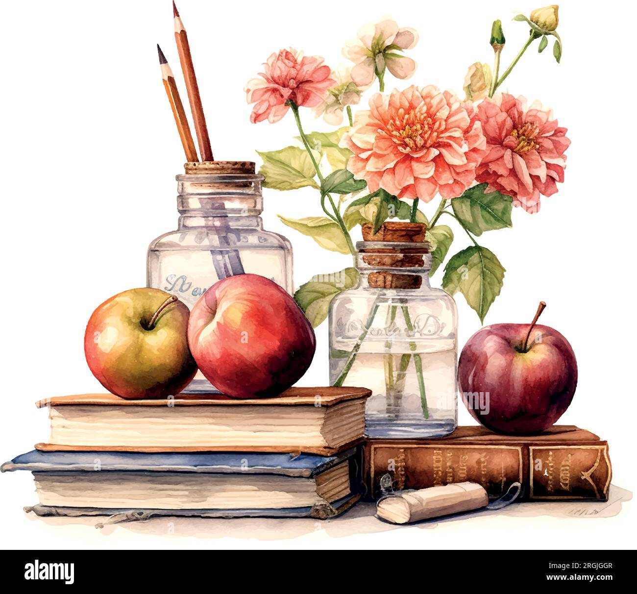 Retro still life school books, great design for any purposes. Student ...