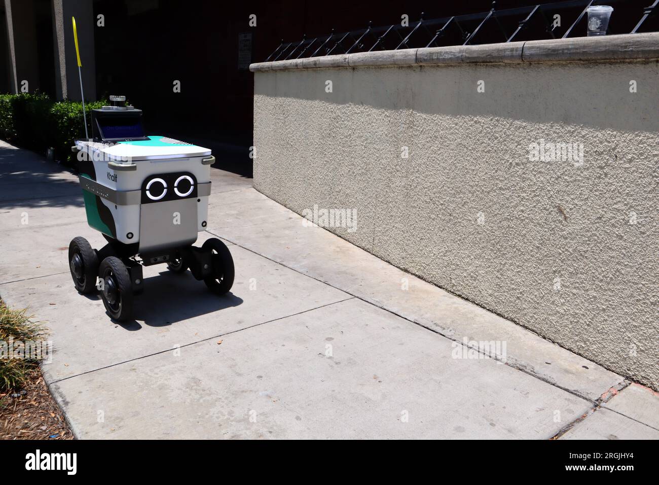 Los Angeles, California – July 1, 2023: Khalif, Serve Robotics Delivery ... Los Angeles, California – July 1, 2023: Khalif, Serve Robotics Delivery ...