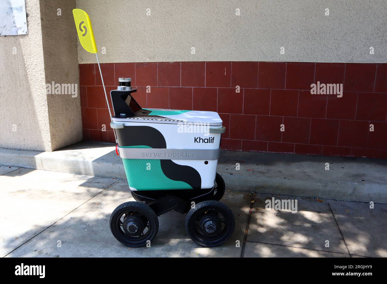 Los Angeles, California – July 1, 2023: Khalif, Serve Robotics Delivery ...