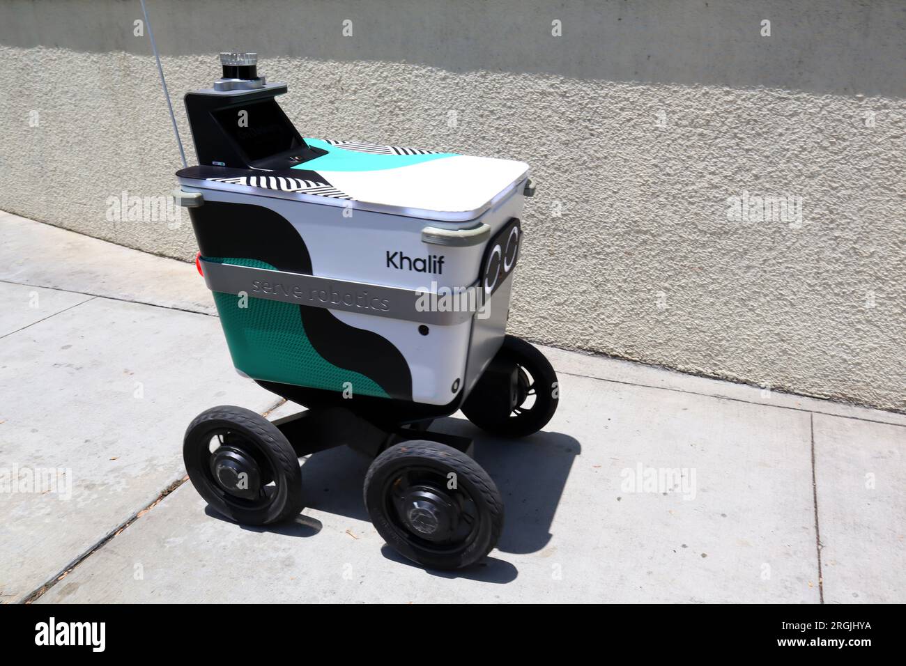 Los Angeles, California – July 1, 2023: Khalif, Serve Robotics Delivery ...