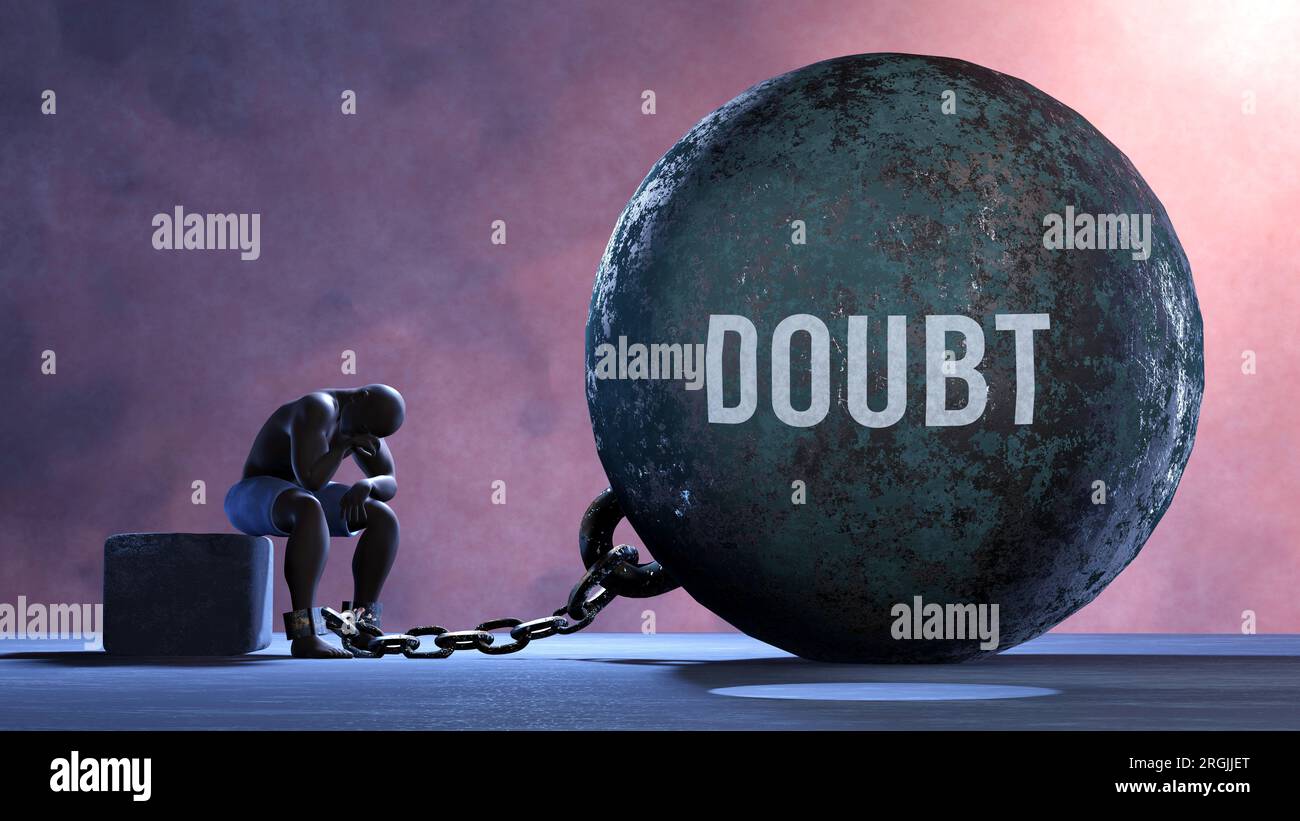 Doubt - a metaphor showing human struggle with Doubt. Resigned and ...