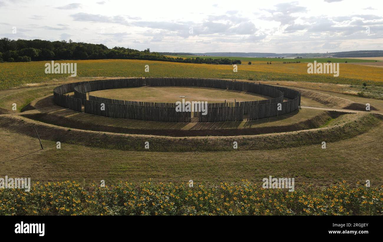 Goseck, Germany. 14th July, 2023. Drone image of the circular ditch ...