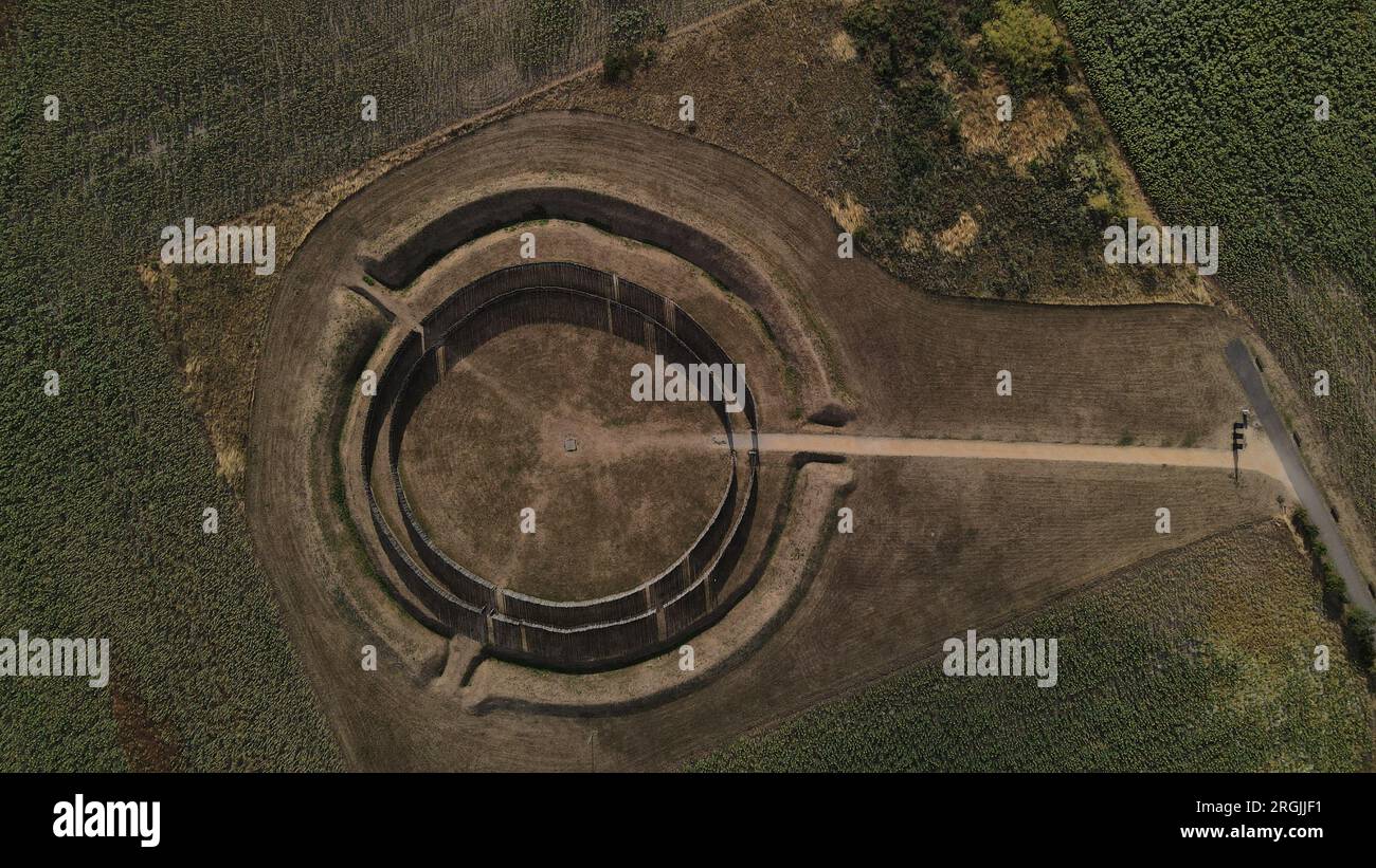 Goseck, Germany. 14th July, 2023. Drone image of the circular ditch at ...
