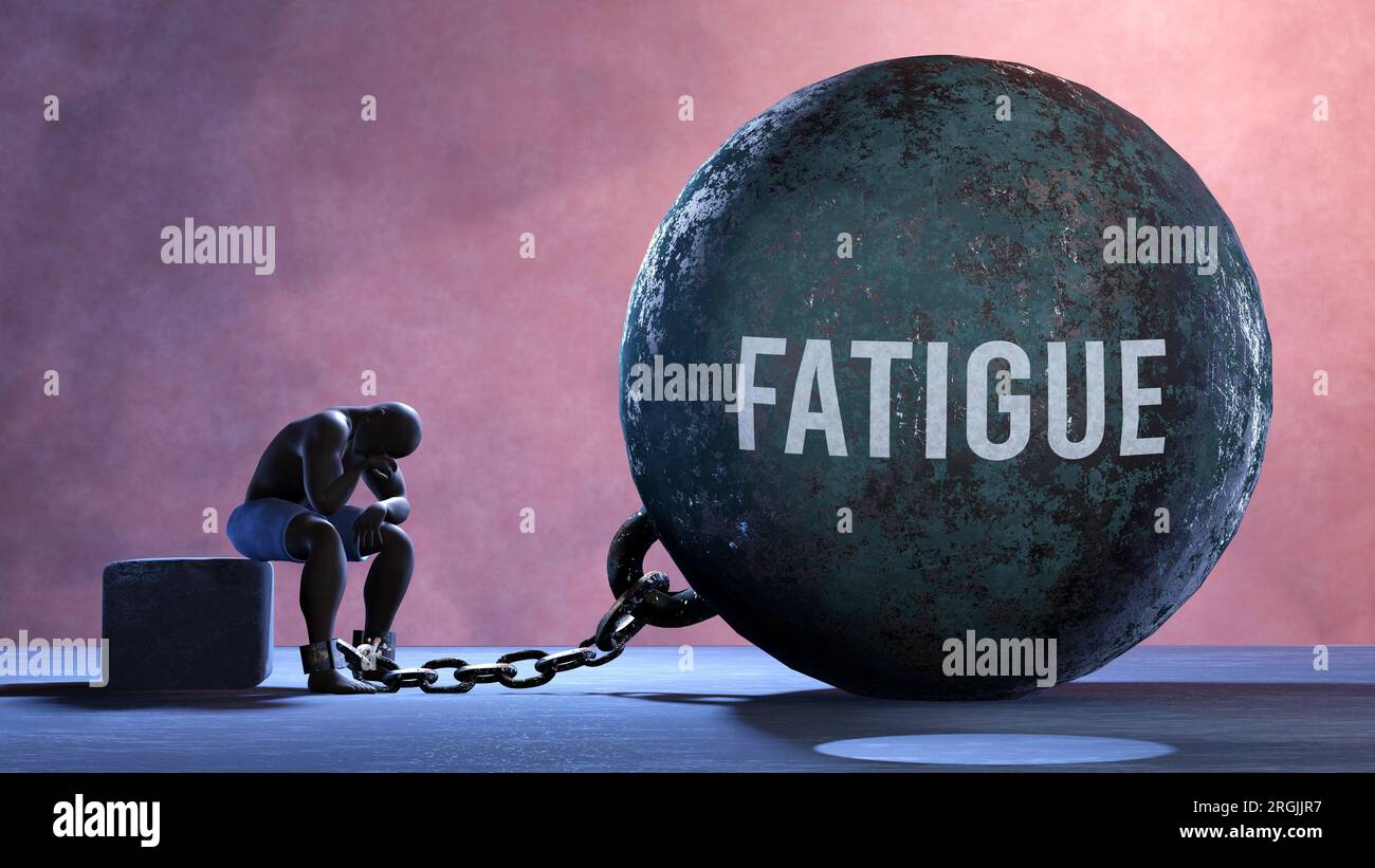 Fatigue - a metaphor showing human struggle with Fatigue. Resigned and ...