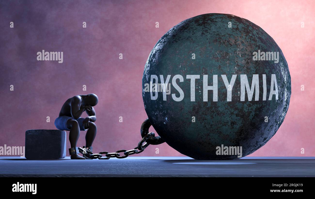 Dysthymia - a metaphor showing human struggle with Dysthymia. Resigned ...