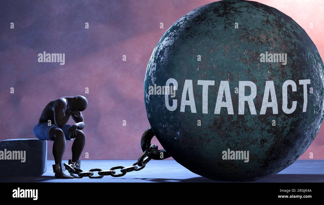 Cataract - a metaphor showing human struggle with Cataract. Resigned ...