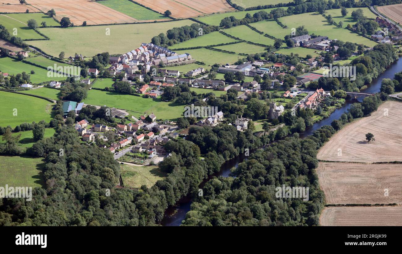 aerial view from the west of West Tanfield village near Ripon, North ...
