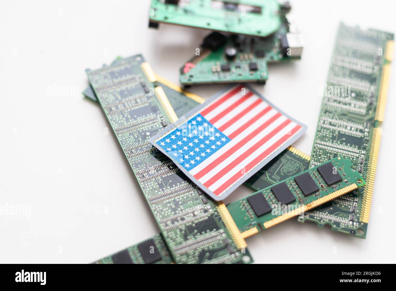 US flag on Computer Chips for Chip War Concept. USA Global chipmakers ...