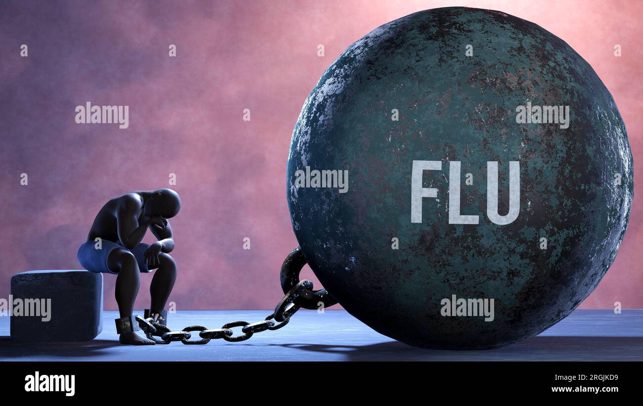 Flu - a metaphor showing human struggle with Flu. Resigned and ...