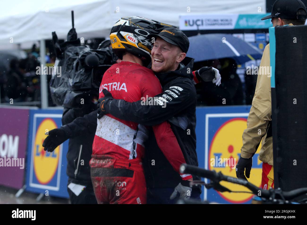 Austria's Andreas Kolb interacts with Great Britain's Charlie Hatton ...