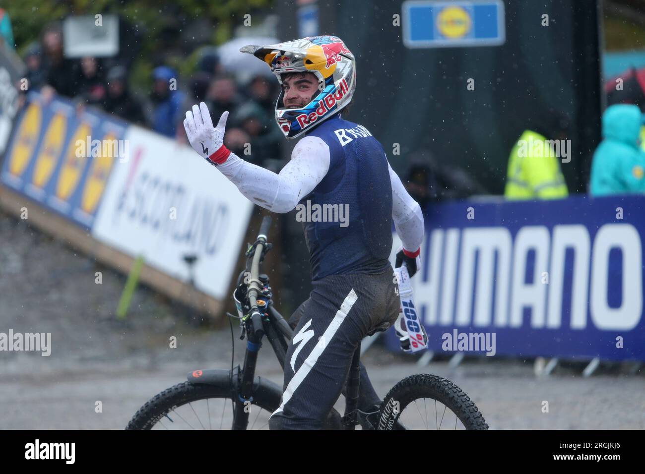 France's Loic Bruni interacts with spectators before throwing his ...