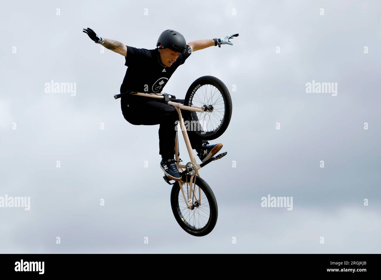 Canada's Jeffrey Whaley competes in the BMX Freestyle Park Men’s Elite ...