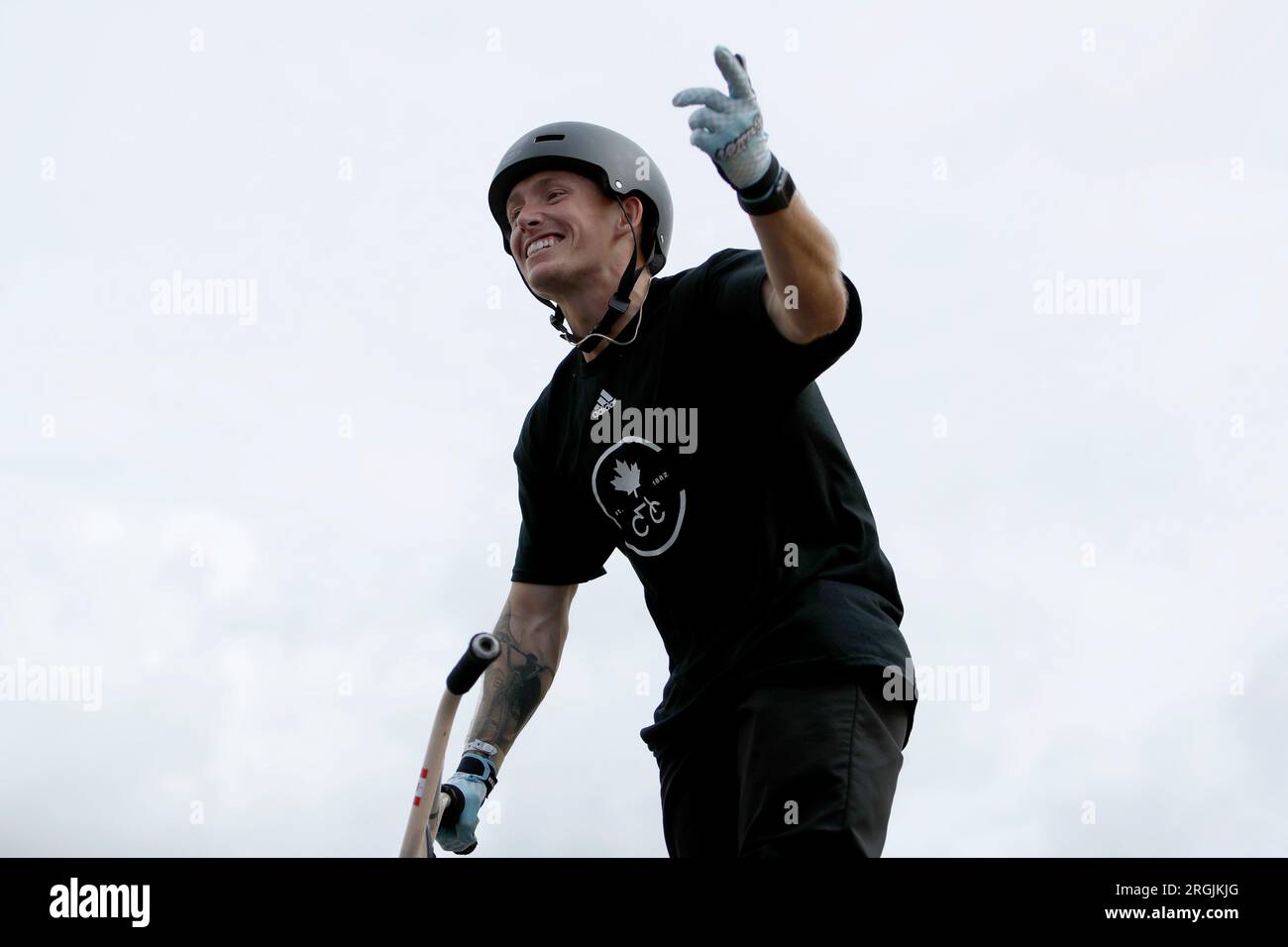 Canada's Jeffrey Whaley interacts with spectators after competing in ...