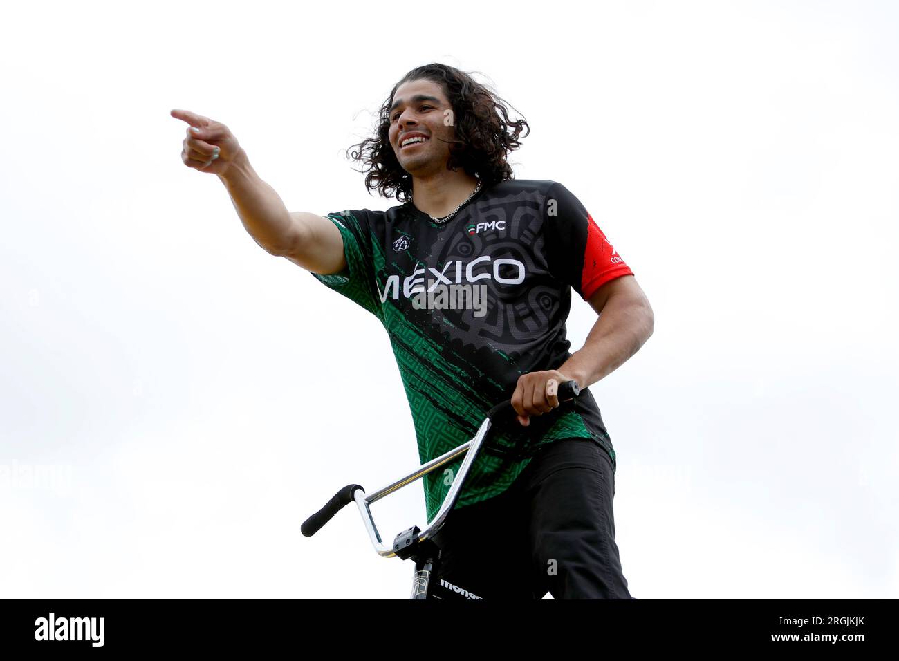 Mexico's Kevin Peraza Garcia interacts with spectators after competing ...