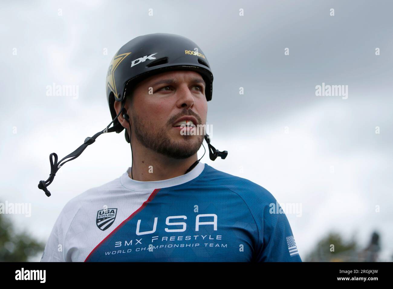 USA's Nick Bruce looks on before competing in the BMX Freestyle Park ...