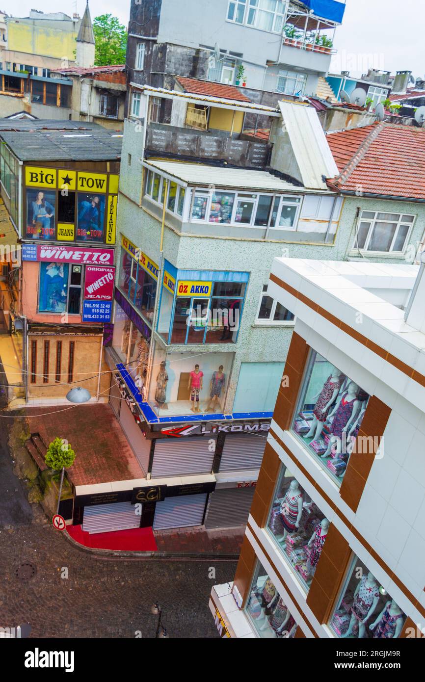 Istanbul,Turkey-May 9th 2014:View of commercial alleyway with shops and ...