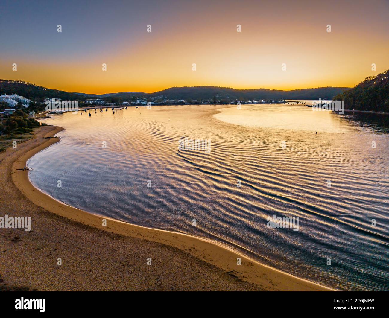 Clear skies sunrise at the channel in Ettalong Beach on the Central ...