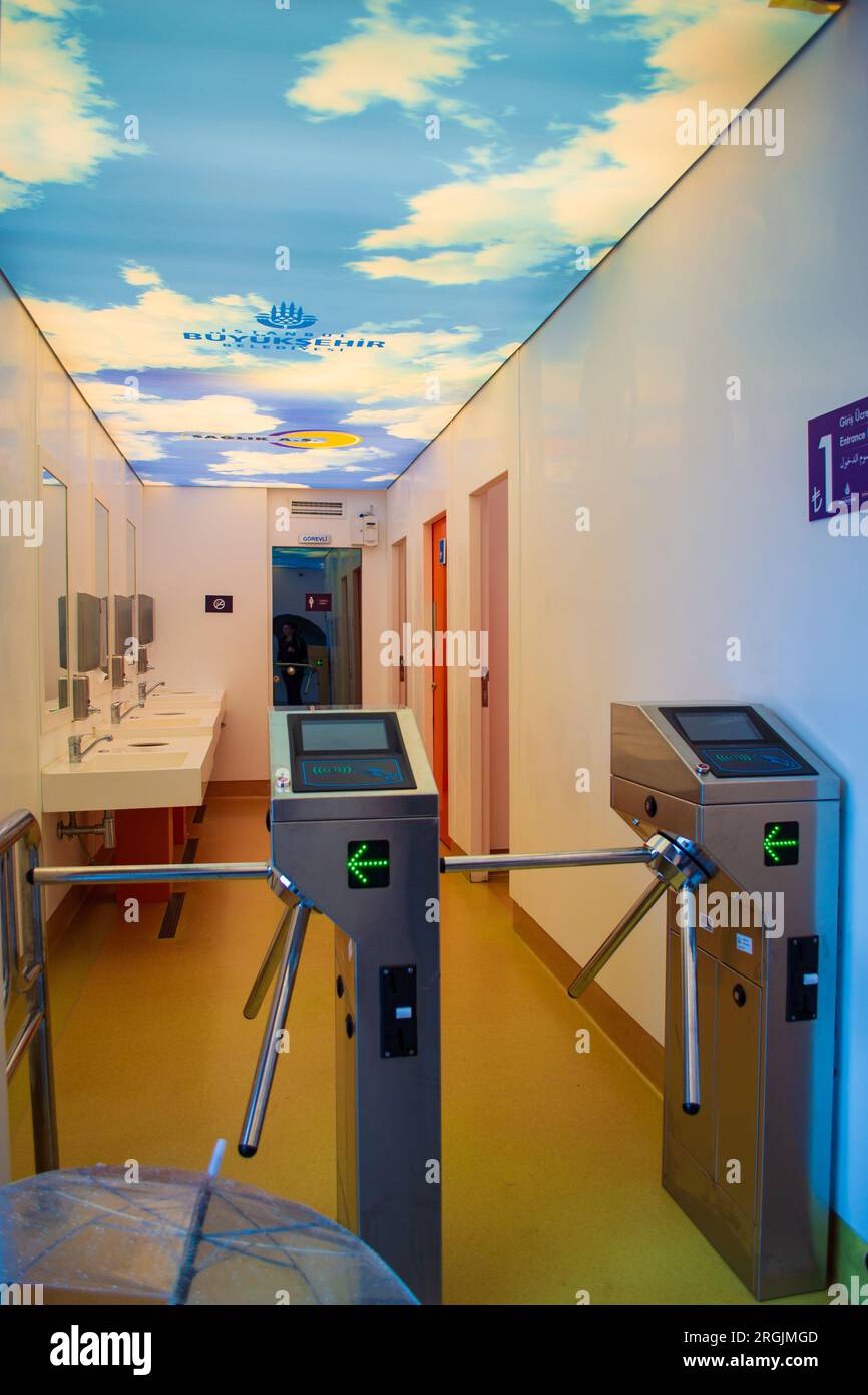 Istanbul,Turkey, May 9th 2014:Beautifully decorated Public bathroom in ...