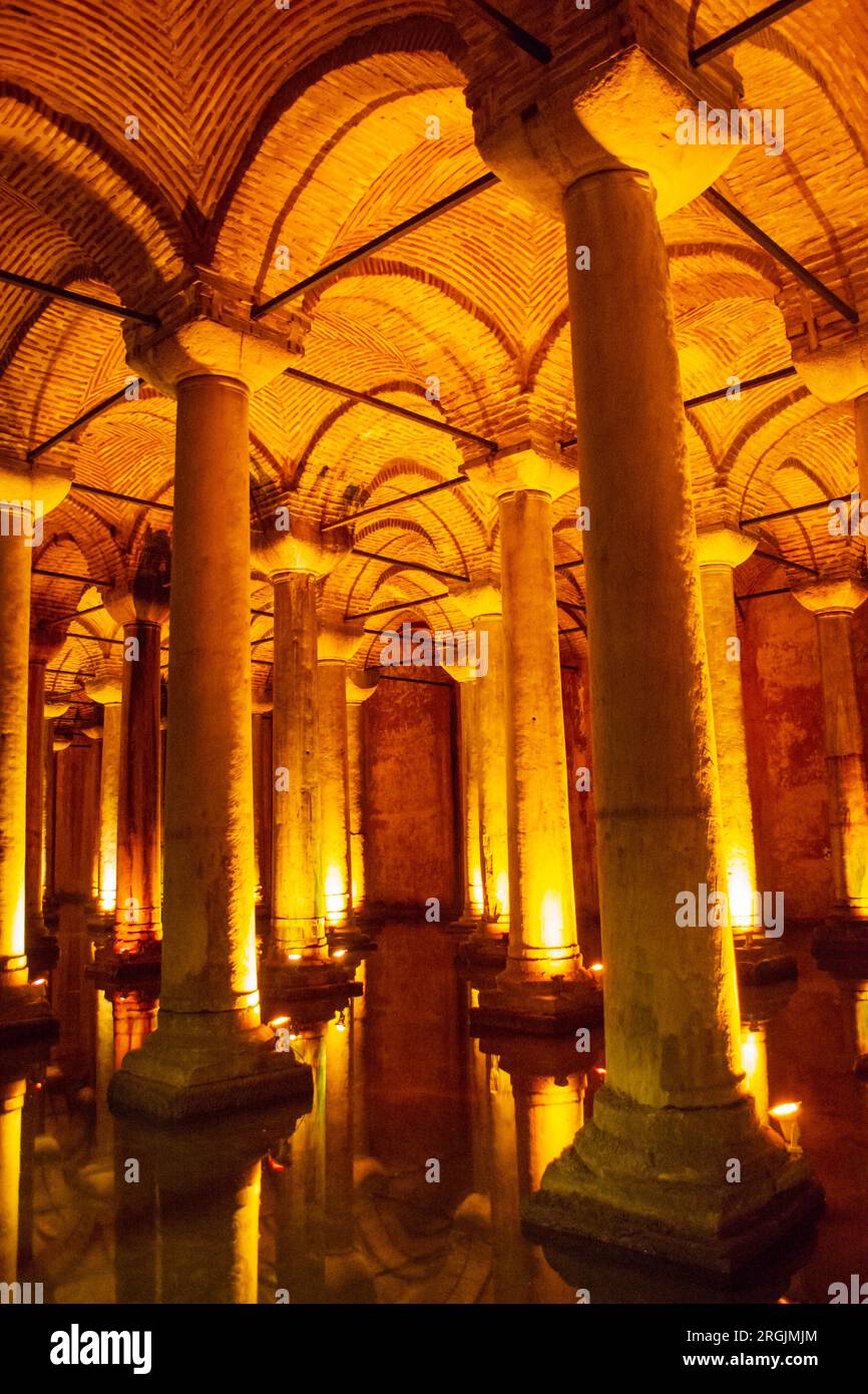 Istanbul,Turkey, May 9th 2014:View of beautiful illuminated Basilica ...
