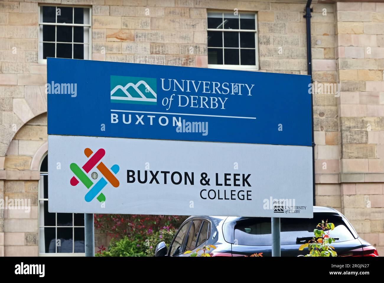 Sign outside University of Derby, Buxton & Leek College building ...