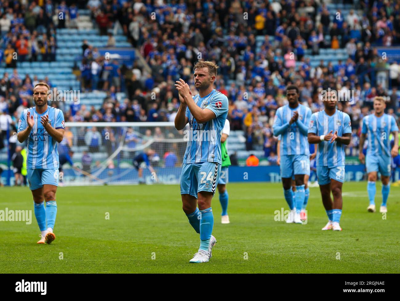 Coventry City's Matthew Godden and his team mates applaud their fans ...