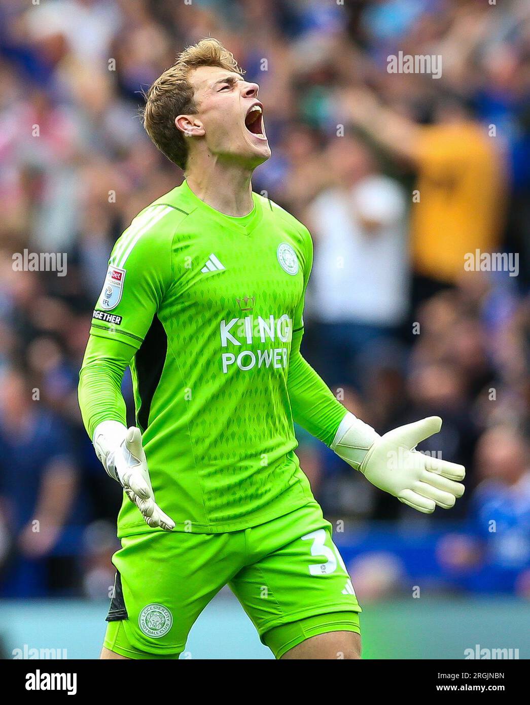 Leicester City goalkeeper Mads Hermansen during the Sky Bet ...