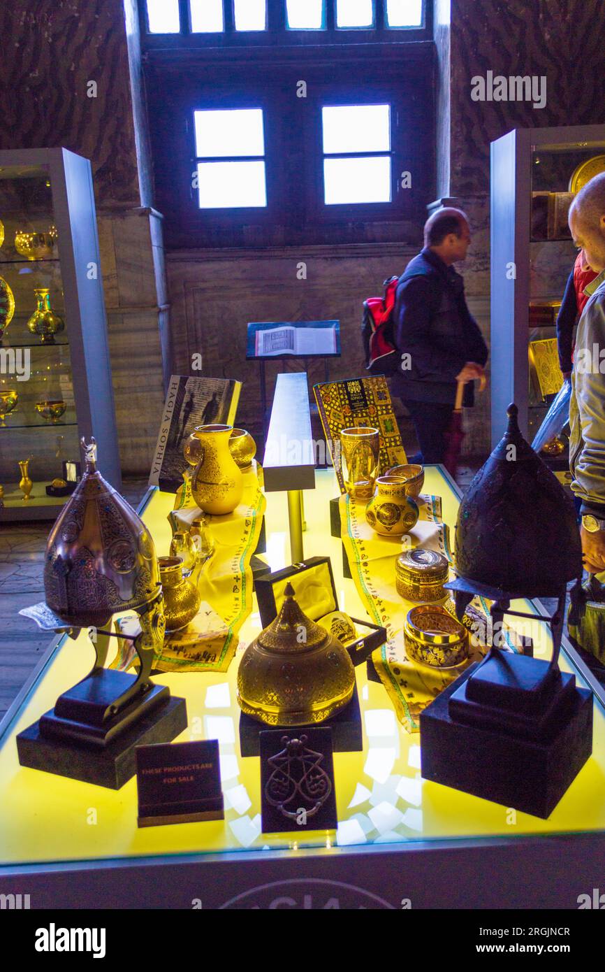 :Historic artefacts on display in Hagia Sophia museum.In 2014, Hagia ...