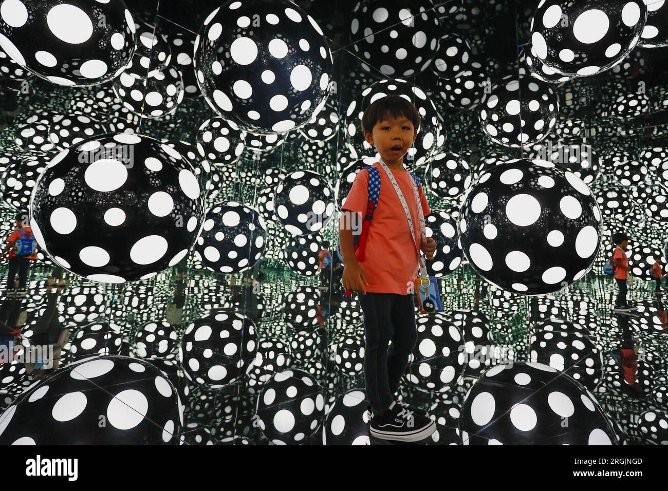 Hong Kong. August 10, 2023, Hong Kong, Hong Kong, Hong Kong: A kids visits the art installation ...