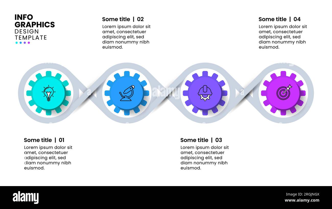 Infographic template with icons and 4 options or steps. Connected gears ...