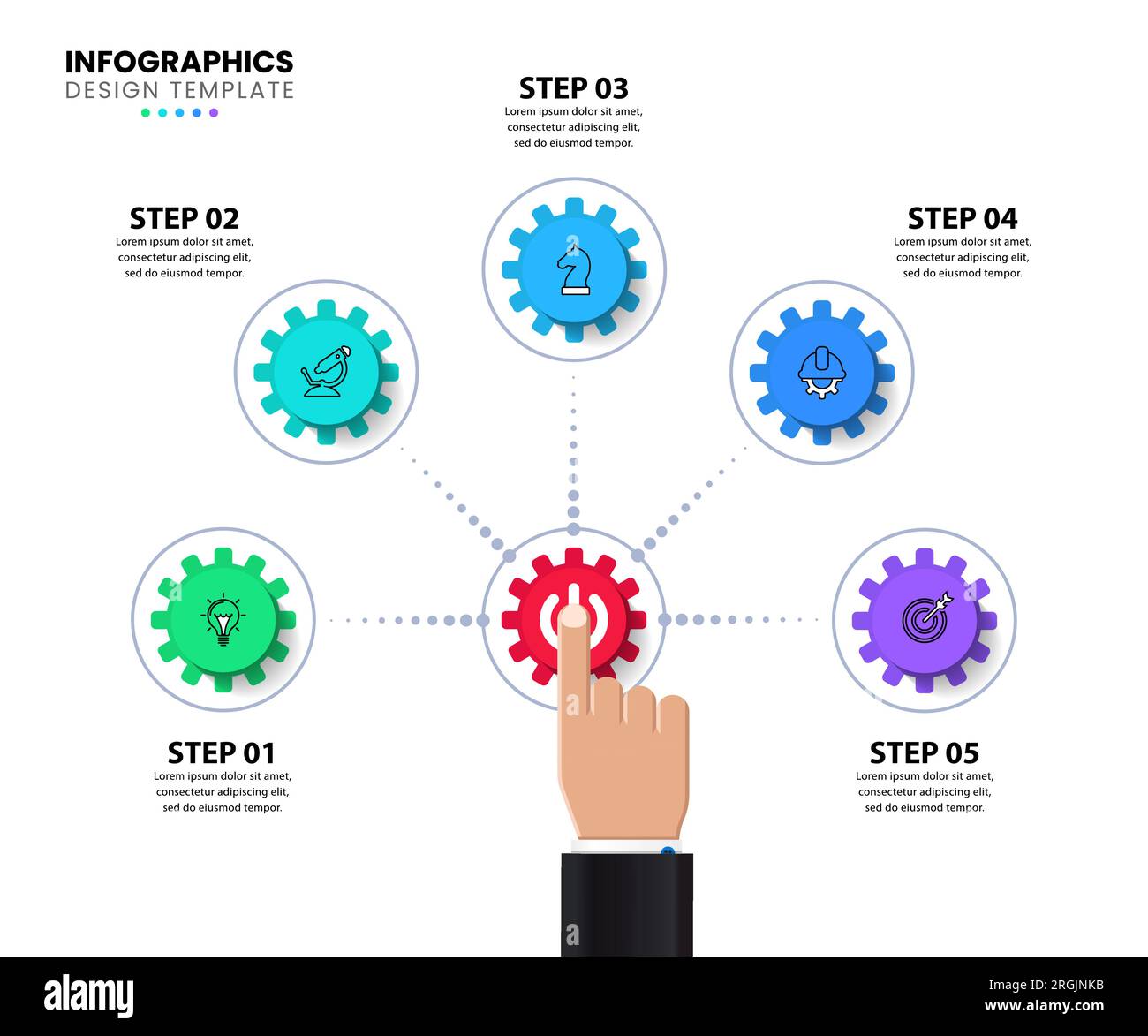 Infographic template with icons and 5 options or steps. Gears. Can be ...