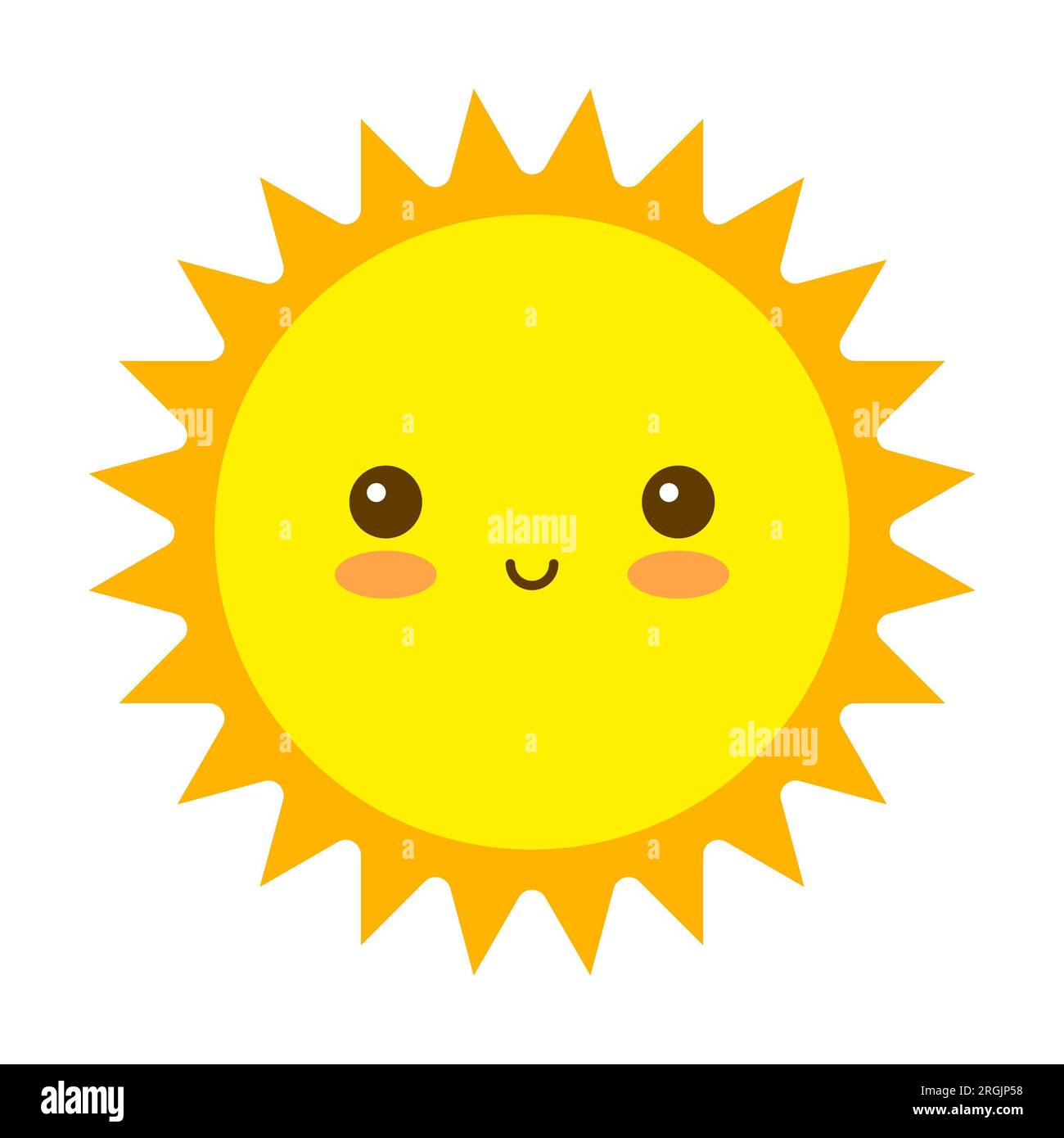 Cute happy sun with smiling face on white background. Isolated ...