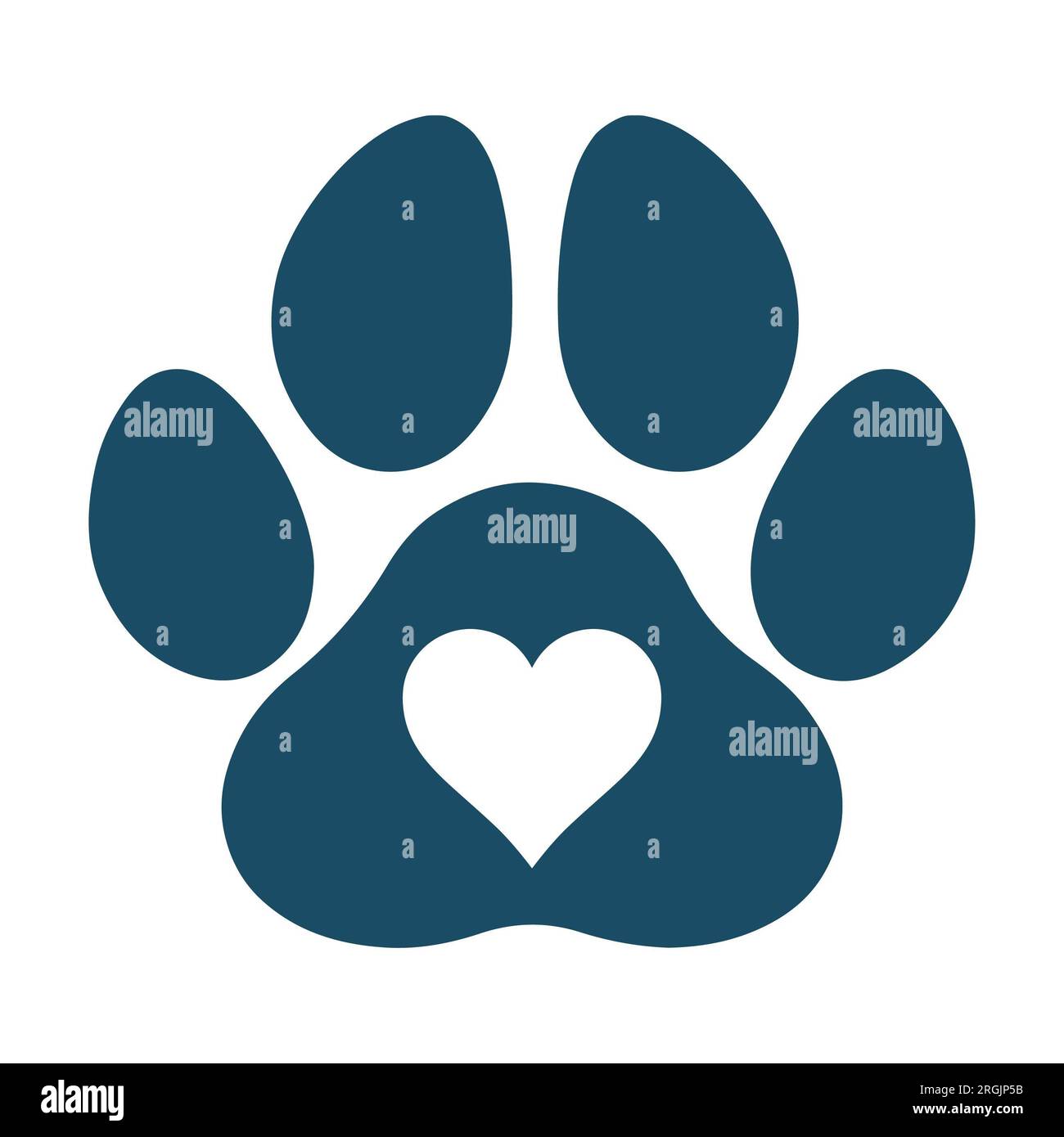 Dog paw print with a heart on white background. Isolated illustration ...