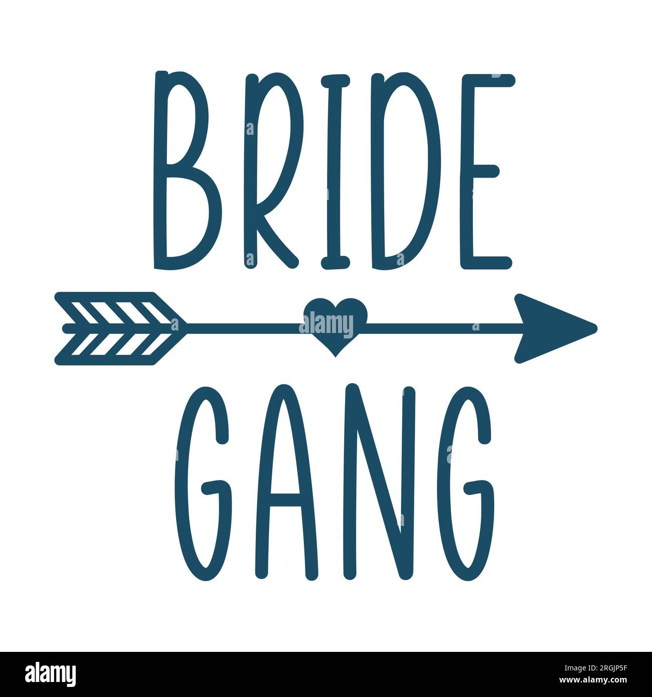 Bride gang with heart and tribal arrow white background. Isolated ...