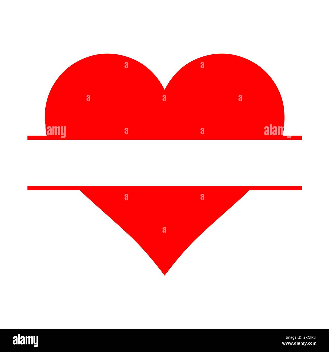 Red heart split name monogram on white background. Isolated ...