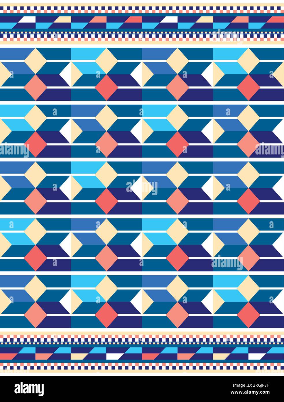 Tribal geometric african seamless vector pattern in blue, Kente ...