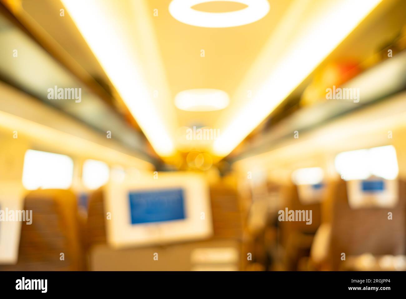 unfocused high-speed train inside as background horizontal Stock Photo ...