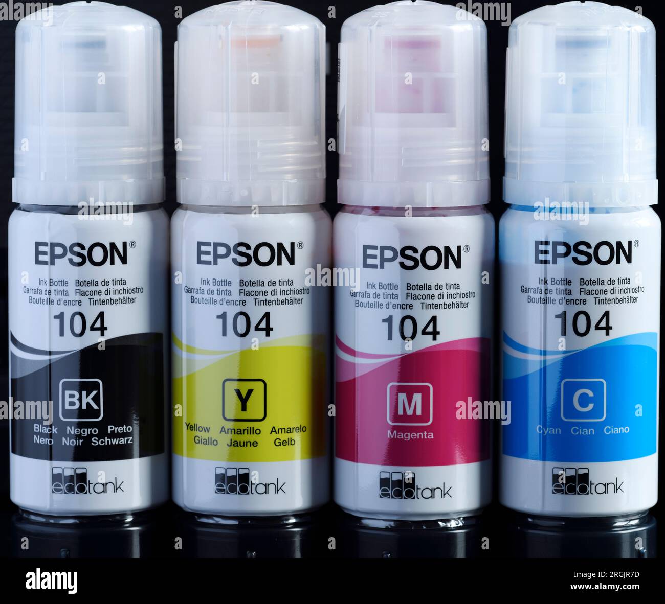 Printer ink bottles Stock Photo - Alamy