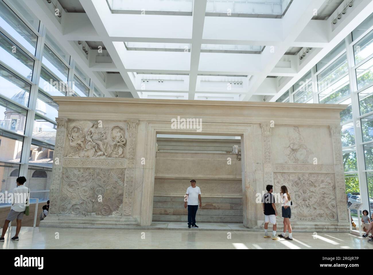 Rome, Lazio, Italy, Tourists at Ara Pacis Museum, (Italian, Museo ...
