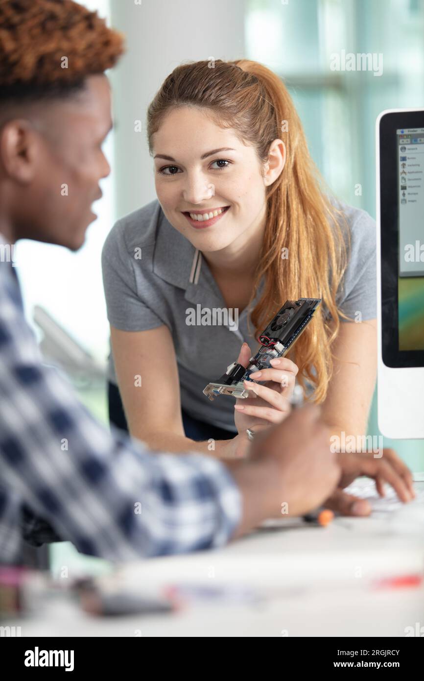 Female technicians in data center hi-res stock photography and images ...