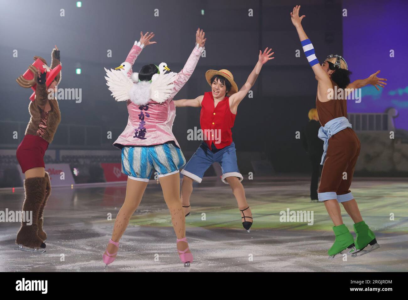 Kanagawa, Japan. 10th Aug, 2023. (L to R) Rinka Watanabe, Rika Hongo, Shoma Uno, Nobunari Oda ...