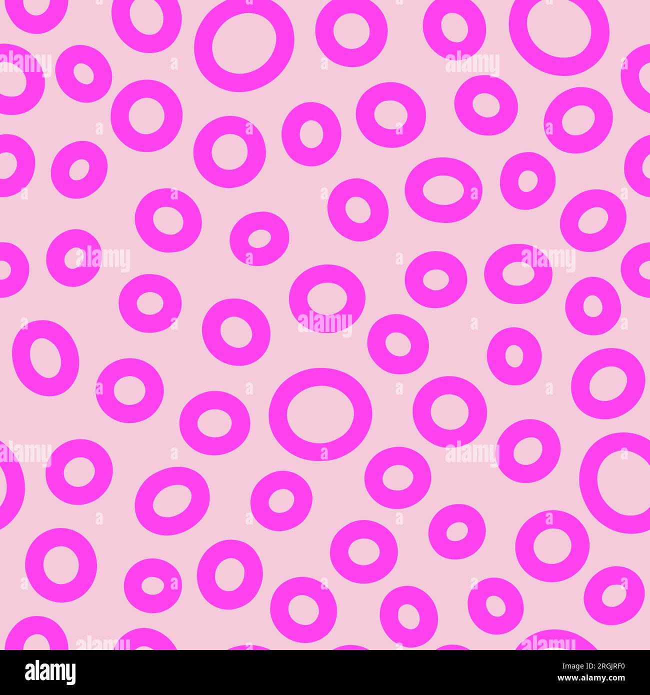 Seamless rings pattern. Bright fuchsia hand-drawn oval on a pink ...