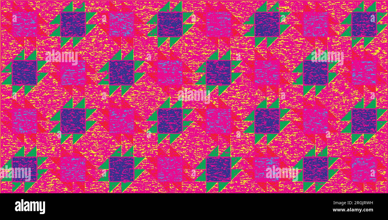 Riso graph style geometric seamless pattern. Vector Modern background ...